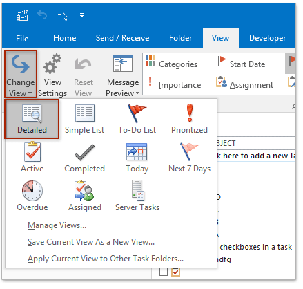 How to print task list with detailed notes in Outlook?