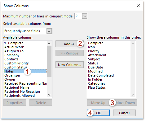 How to print task list with detailed notes in Outlook?