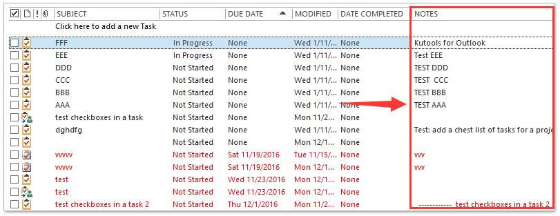 How to print task list with detailed notes in Outlook?