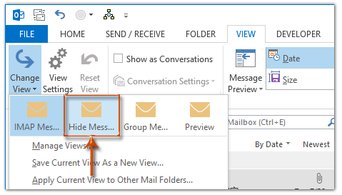 How to hide or purge IMAP messages marked for deletion in Outlook?