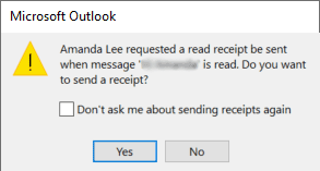 How to read messages without sending a read receipt to sender in Outlook?