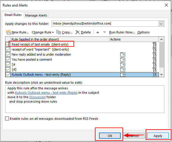 How to Request Read Receipts of Emails with Specific Conditions?