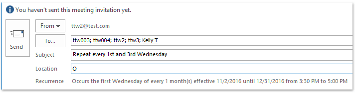 How to create a recurring meeting on 1st and 3rd Wednesday of every month?