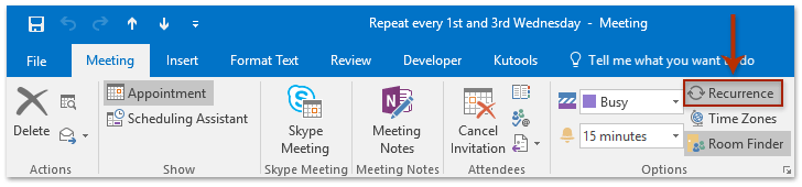 How to create a recurring meeting on 1st and 3rd Wednesday of every month?