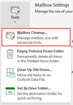 How to reduce mailbox size in Outlook?