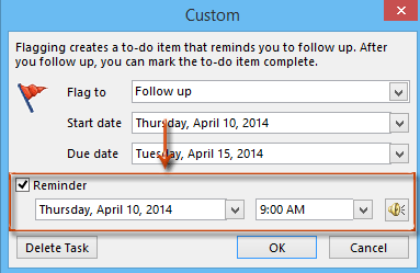 How to set reminders on tasks (with due dates) in Outlook?