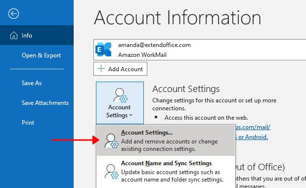 How to remove an account but keep its emails in Outlook?