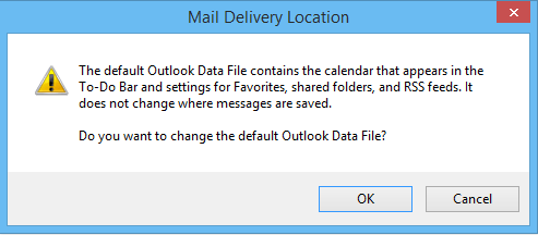 How to remove the default data file in Outlook?