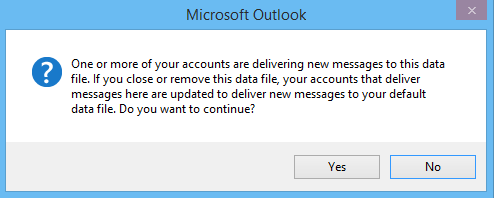How to remove the default data file in Outlook?