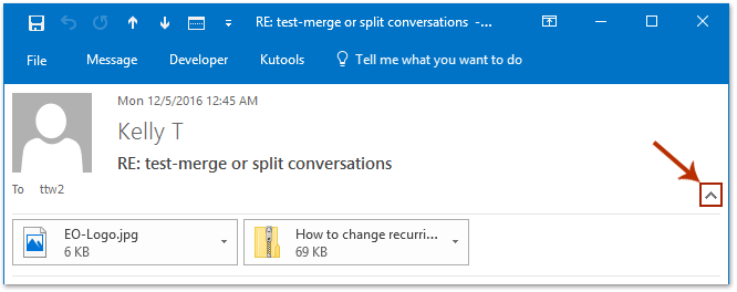 How to remove an email from conversation group in Outlook?