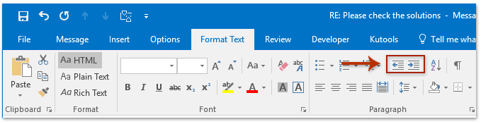 How to add or remove indent from replying messages in Outlook?