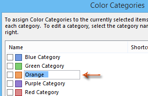 How to rename color categories in Outlook?
