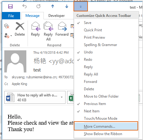 How to reply all with original attachments in Outlook?