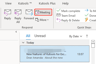 How to reply to a message with a meeting in Outlook?