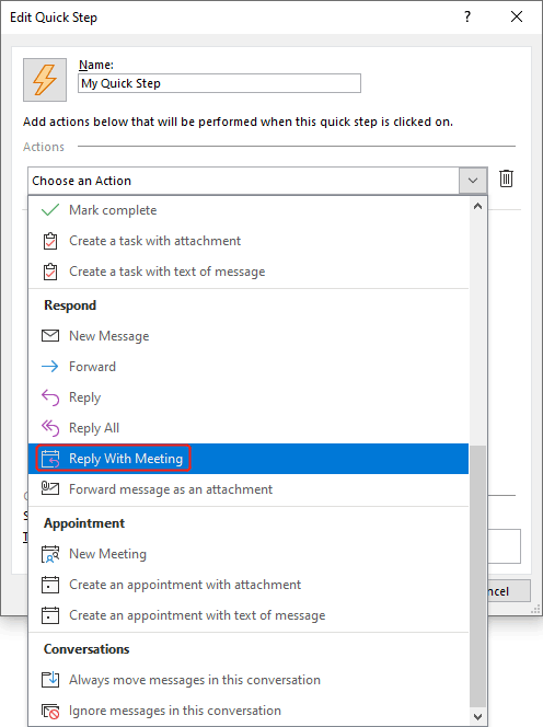 How to reply to a message with a meeting in Outlook?