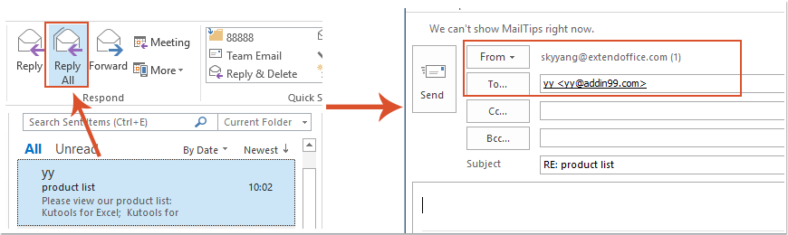 How to reply normally in sent items folder from Outlook?