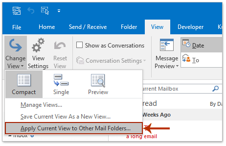 How to restore/reset folder view settings in Outlook?