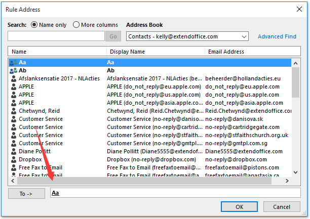 How to set rule for emails sent to specified group in Outlook?
