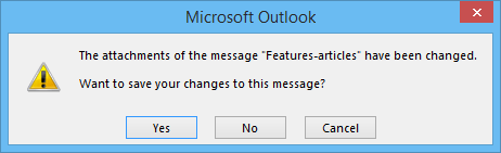 How to save changes to attachments in messages in Outlook?