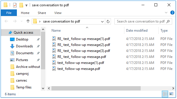 How to save Outlook conversation as PDF？