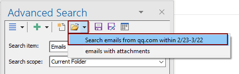 How to save the search filter or criteria for future use in Outlook?