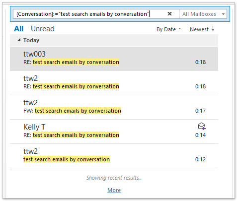 How to search for emails by conversation in Outlook?