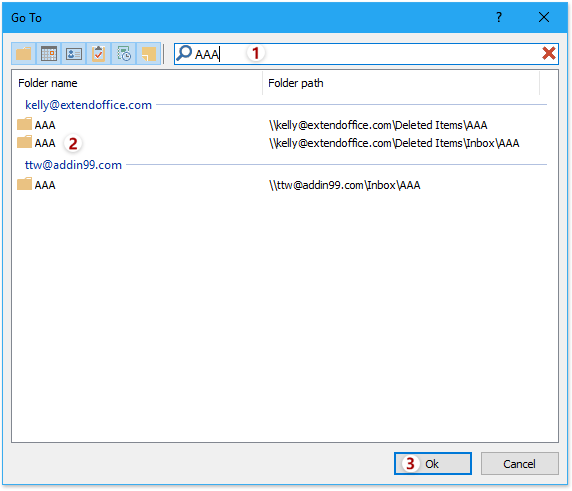 How to find folder (full folder path) by folder name in Outlook?