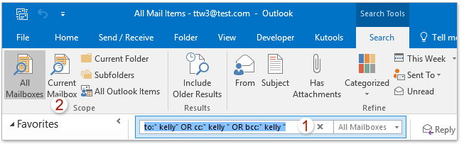 How to search emails by recipients’ names in Outlook?