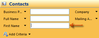 How to search contacts by first name and last name in Outlook?