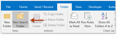 How to create a search folder from Inbox only in Outlook?