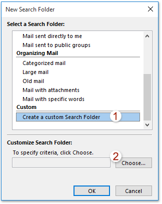 How to create a search folder from Inbox only in Outlook?