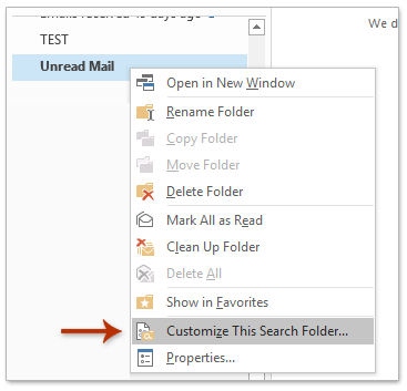 How to create a search folder excluding folders (Delete Items, RSS, etc ...