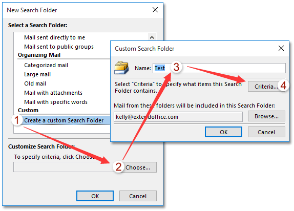 How to create a search folder meeting one or multiple criteria in Outlook?