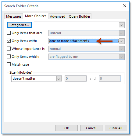 How to create a search folder meeting one or multiple criteria in Outlook?