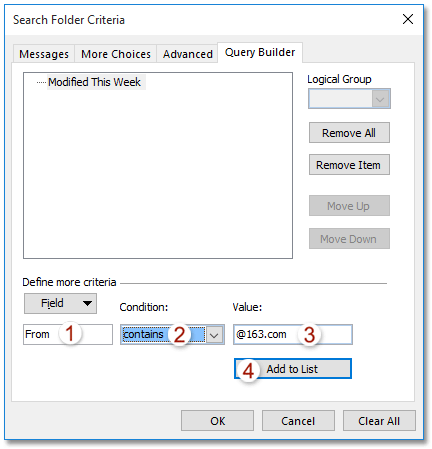 How to create a search folder meeting one or multiple criteria in Outlook?