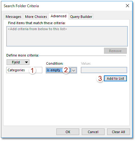 How to create search folder by uncategorized or two/multiple categories in Outlook?