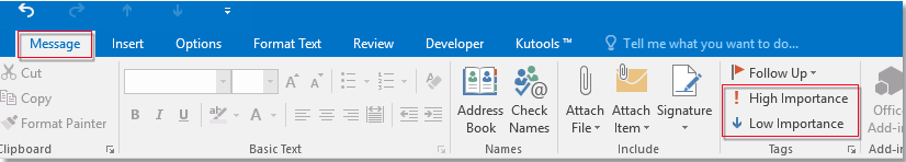 How to send emails with high or low importance in Outlook?