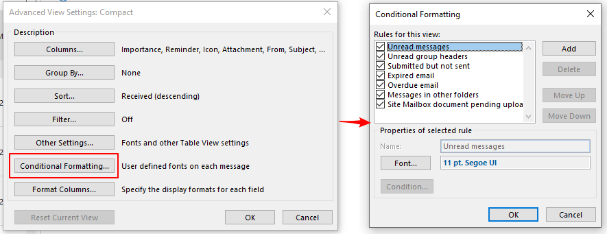 How to Set Appearance Format for Expired Emails in Outlook?
