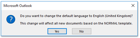 How to set default proofing/spelling language in Outlook?