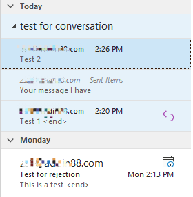Outlook: How to show email message by conversation