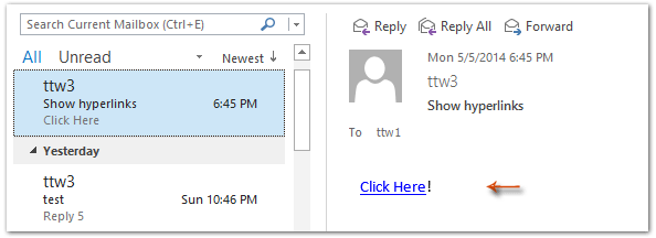 How to show hidden links in new coming messages in Outlook?