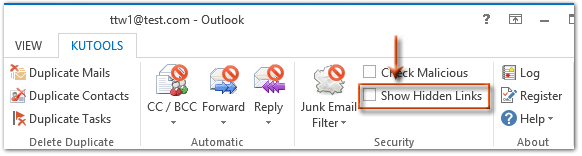How to show hidden links in new coming messages in Outlook?