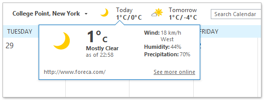 How to show or hide the Weather Bar above Outlook calendars?