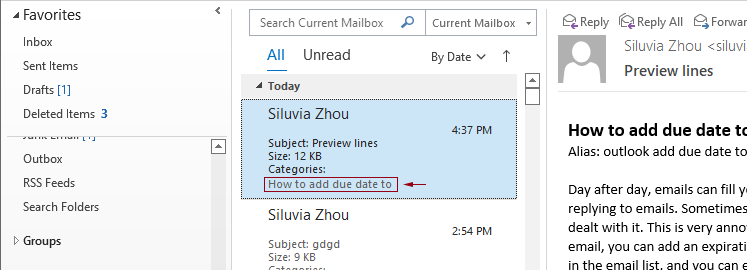 How to display more lines of preview in the mail list in Outlook?