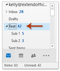 How to show the number of unread items including subfolders in Outlook?