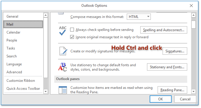 How to change a signature for Plain Text emails in Outlook?
