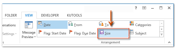 How to sort emails by message size in Outlook?