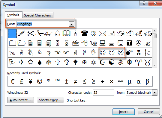 Outlook Insert Symbols Of Degree mark Emotions And Euro