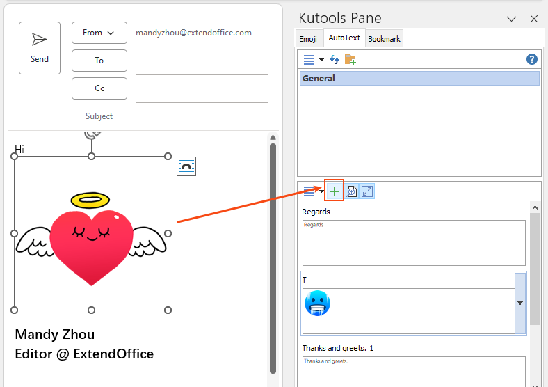 Outlook: insert symbols of degree, trademark, emotions, and euro