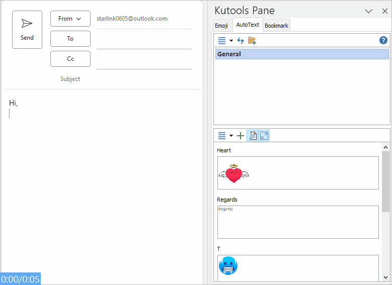 Outlook: insert symbols of degree, trademark, emotions, and euro